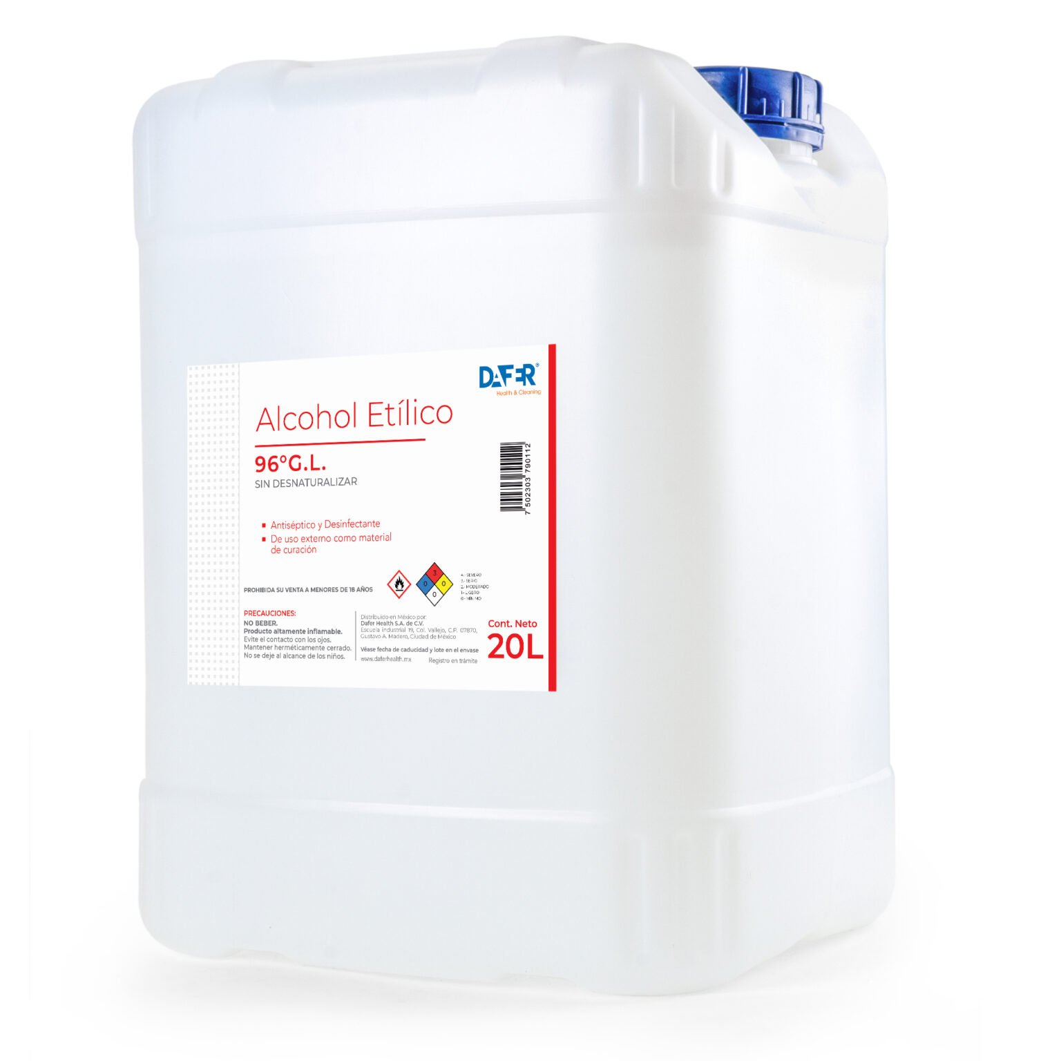 Alcohol Etílico 96° G.L. 20 litros | Dafer Health
