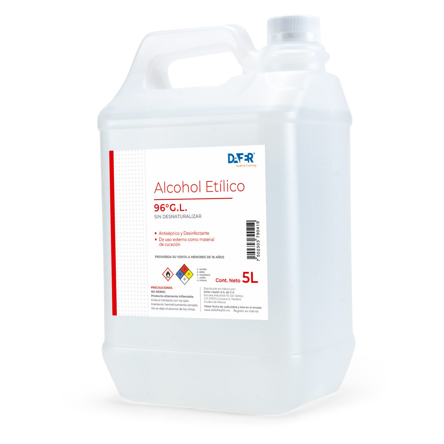 Alcohol Etílico 96° G.L. 20 litros | Dafer Health