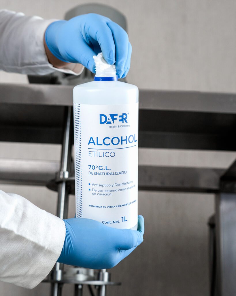 Alcohol etílico desnaturalizado 70 G.L. 1 Litro - 12 piezas | Dafer Health