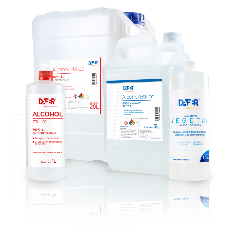 Alcohol Etílico 96° G.L. 1 litro - 12 piezas | Dafer Health